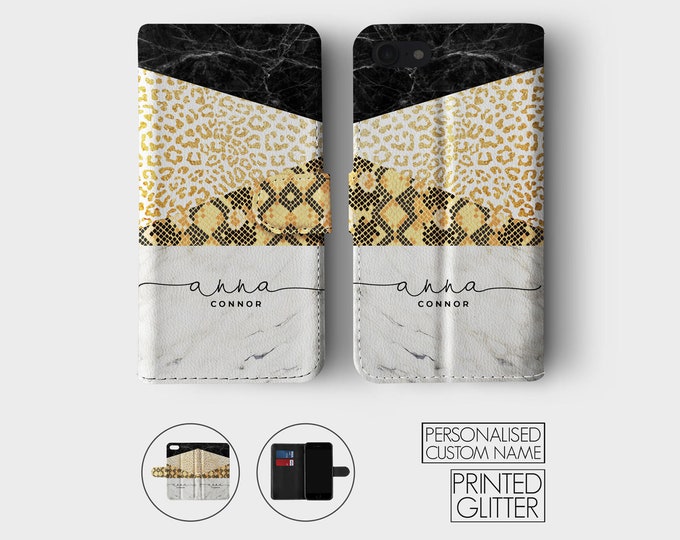Personalised Initials Custom Wallet Leather Phone Case Black - Etsy
