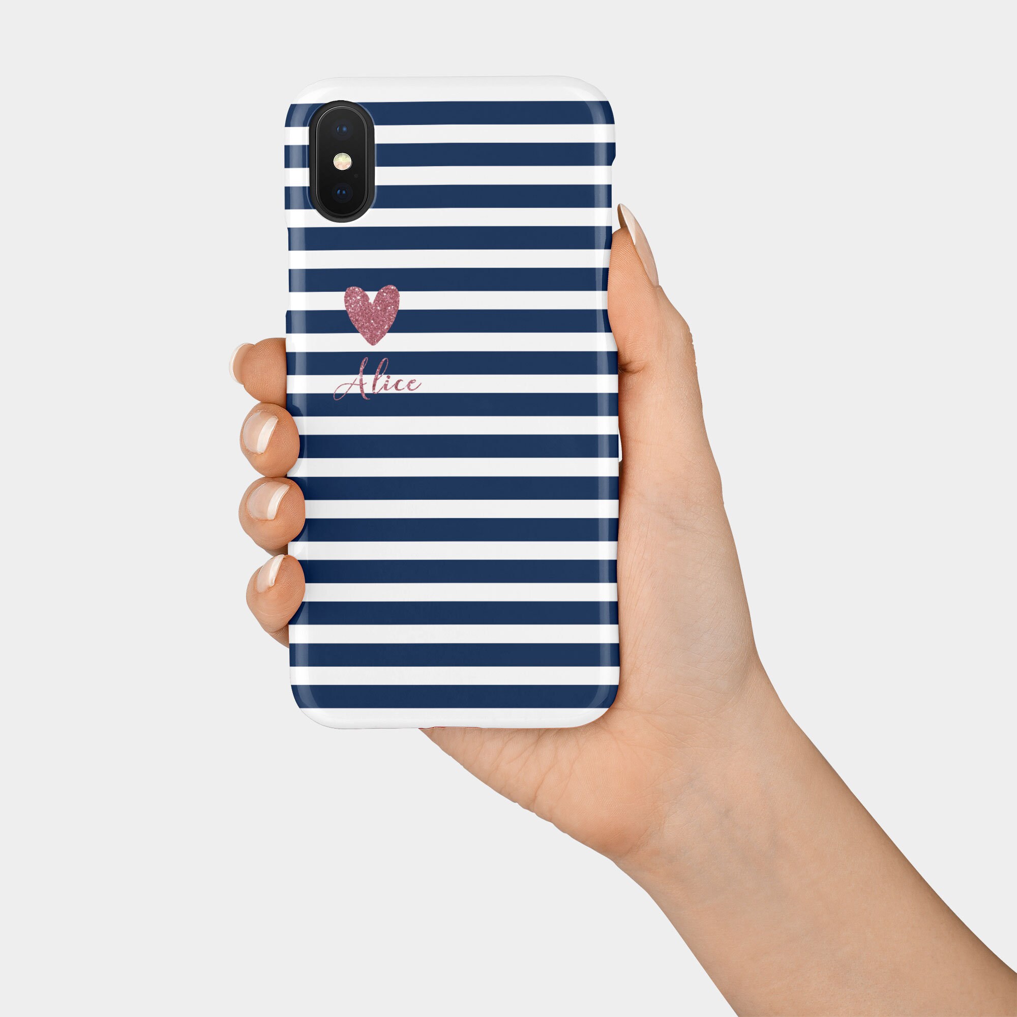Personalised Custom Hard Phone Case Navy Blue Stripped Lines - Etsy
