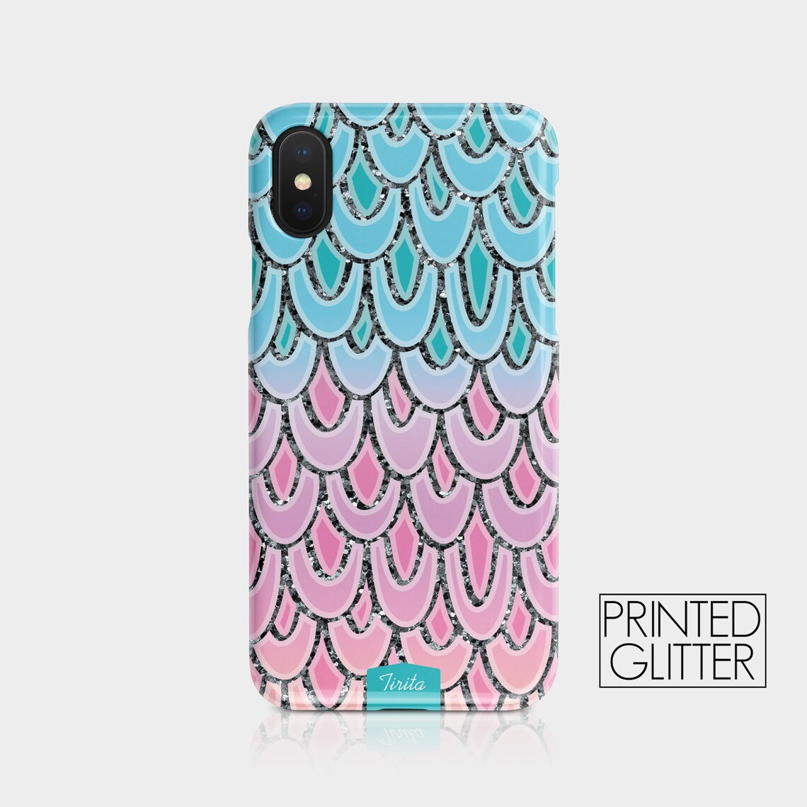 Tirita Hard Phone Case Ombre Mermaid Fish Scales Silver Gold iPhone 12 ...