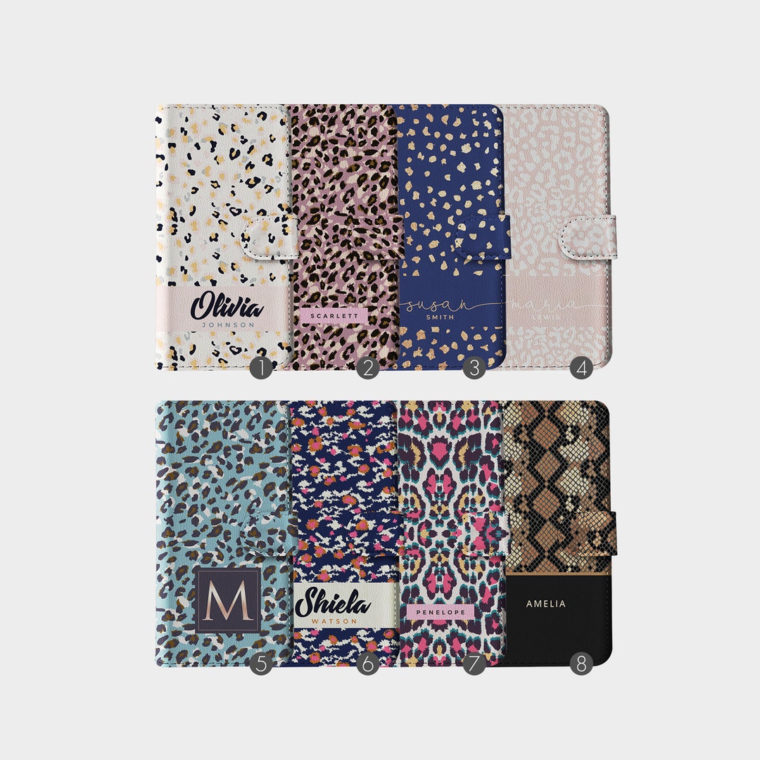 Personalised Initials Custom Wallet Flip Phone Animal Leopard Cheetah ...