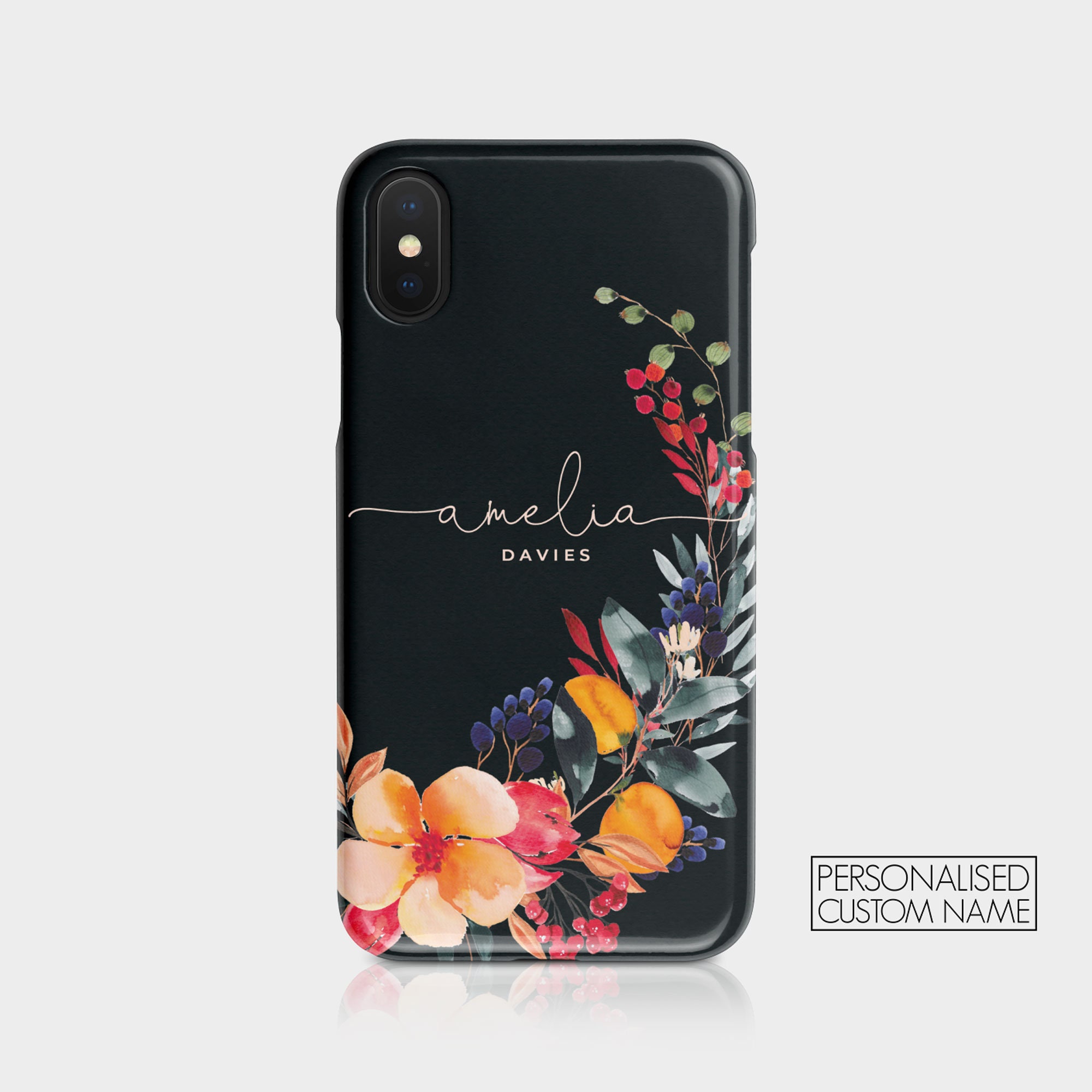 Personalised Initials Custom Hard Phone Case Floral Fresh | Etsy
