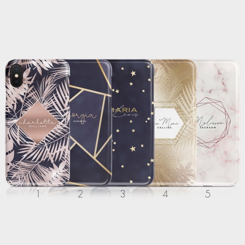 Personalised Initials Custom Hard Phone Case Marble Gold - Etsy