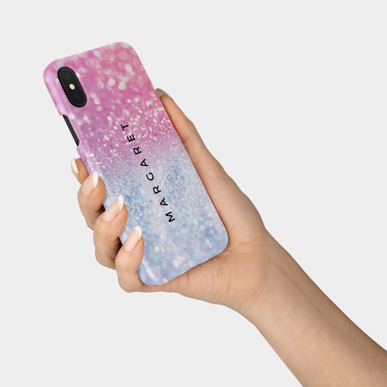 Personalised Initials Custom Hard Phone Case Sparkly Bling Faded Ombre ...