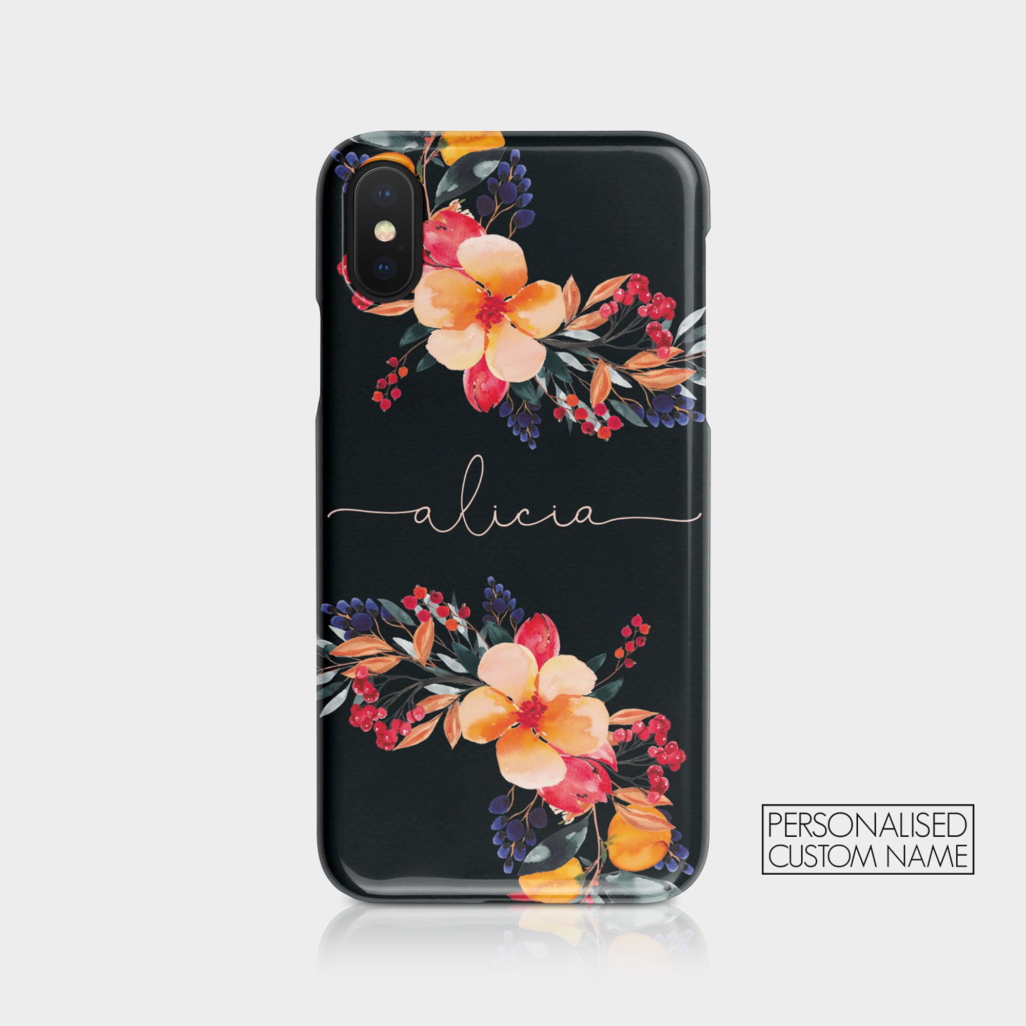 Personalised Initials Custom Hard Phone Case Floral Fresh | Etsy