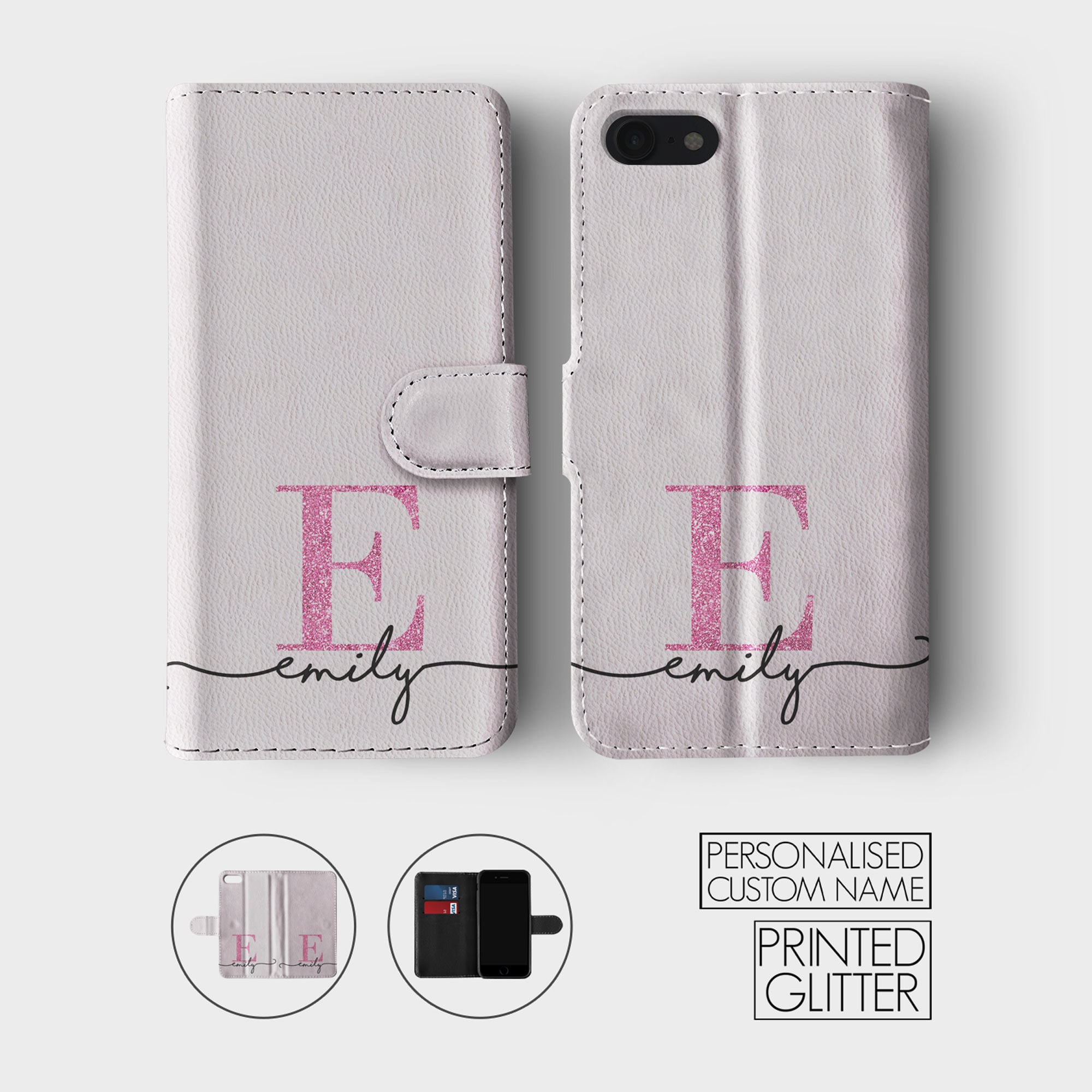 Personalised Initials Custom Wallet Leather Phone Case Ombre - Etsy UK