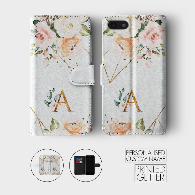 Tirita Personalised Wallet Flip Case Custom Flowers Ombre - Etsy