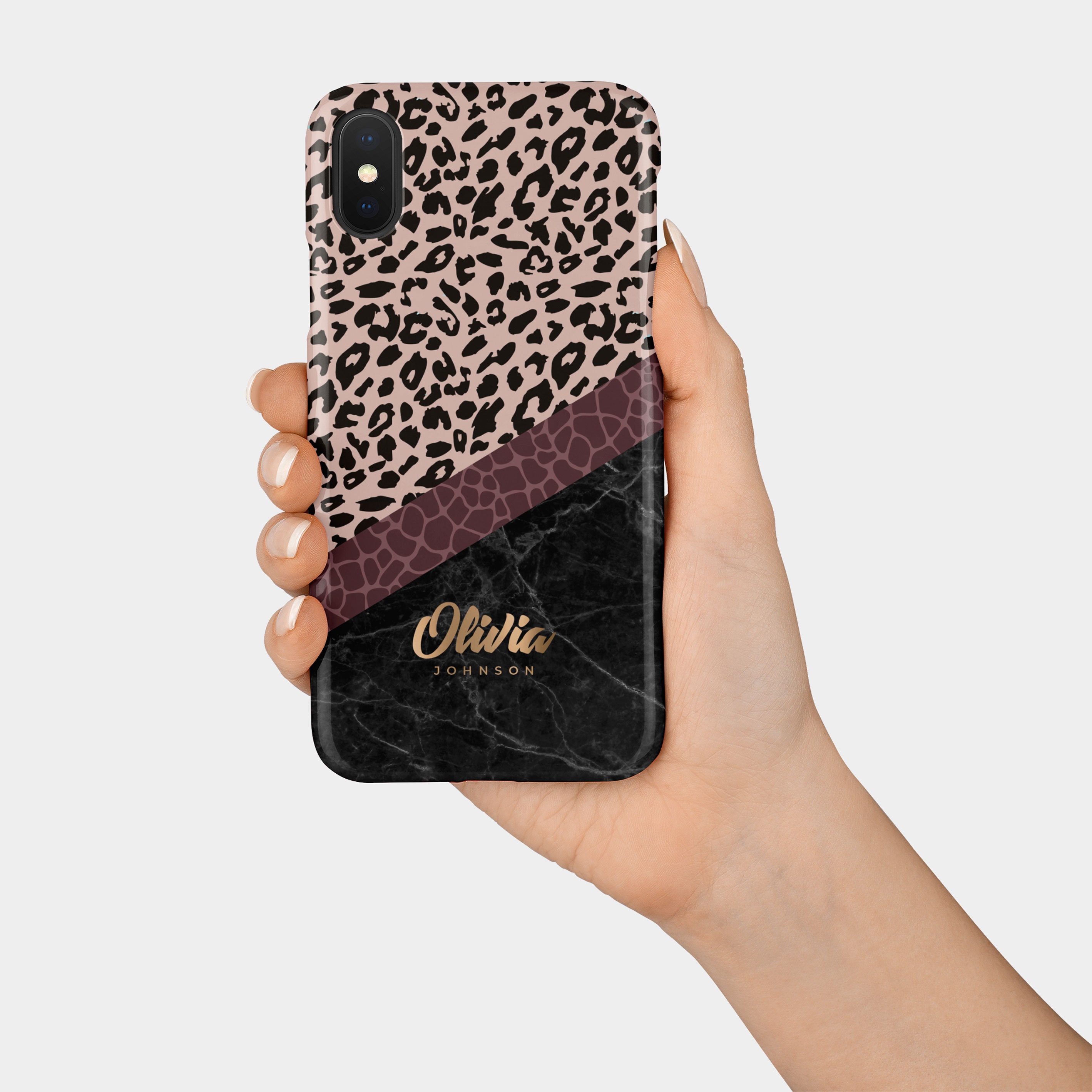 Personalised Custom Hard Phone Case Animal Print Leopard Skin | Etsy
