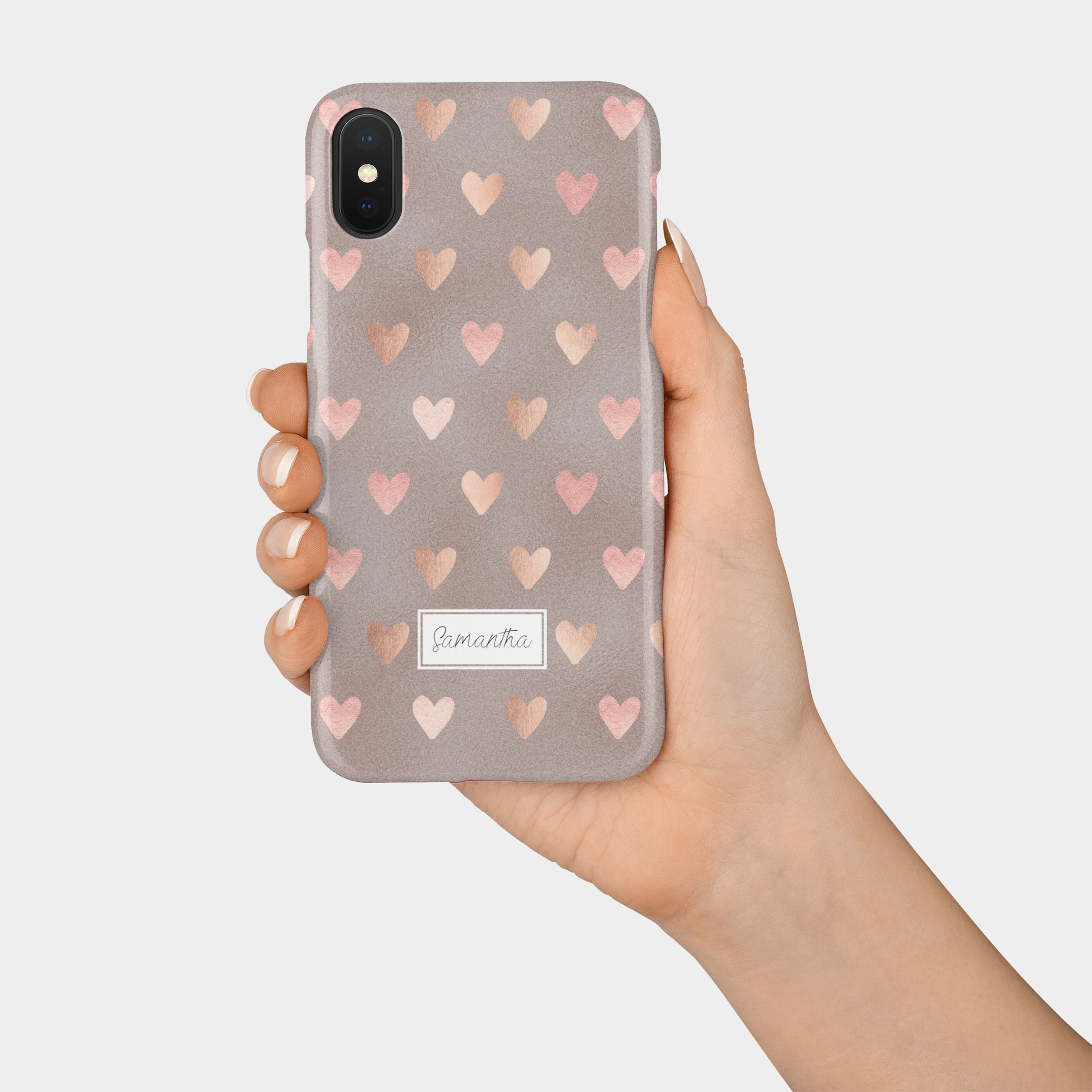 Personalised Initials Custom Hard Phone Case Ombre Love Hearts - Etsy