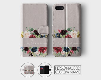 Personalised Custom Wallet Leather Phone Case Monogram Spring - Etsy