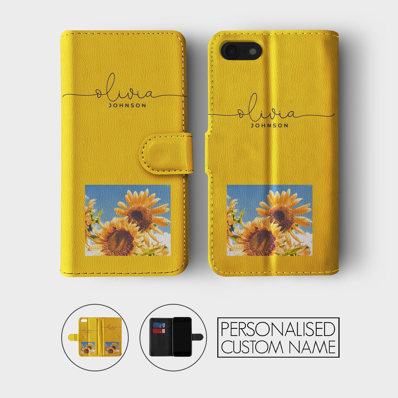 Personalised Initials Custom Wallet Leather Phone Case | Etsy