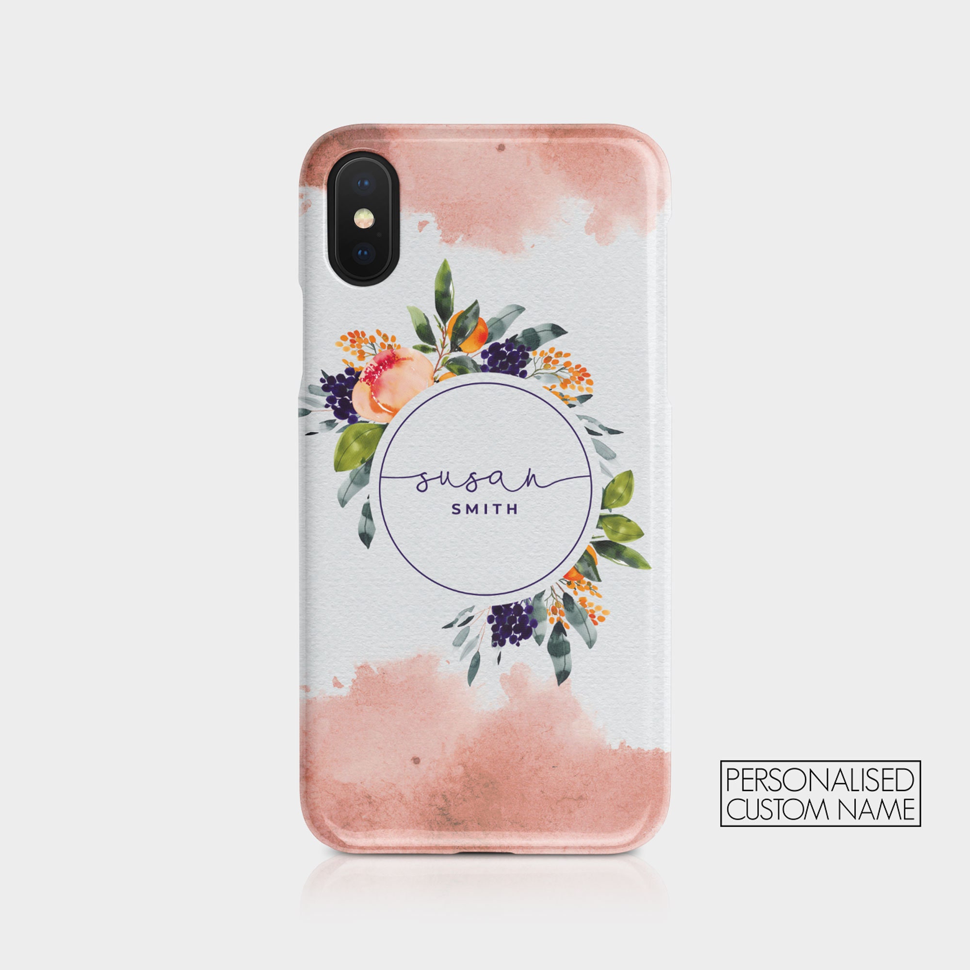 Personalised Initials Custom Hard Phone Case Floral Fresh | Etsy