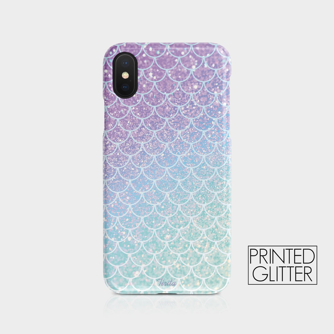 Tirita Hard Phone Case Ombre Mermaid Fish Scales Silver Gold iPhone 12 ...