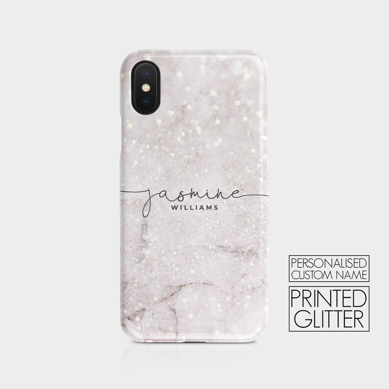 Personalised Initials Custom Hard Phone Case Marble Gold Silver Name ...