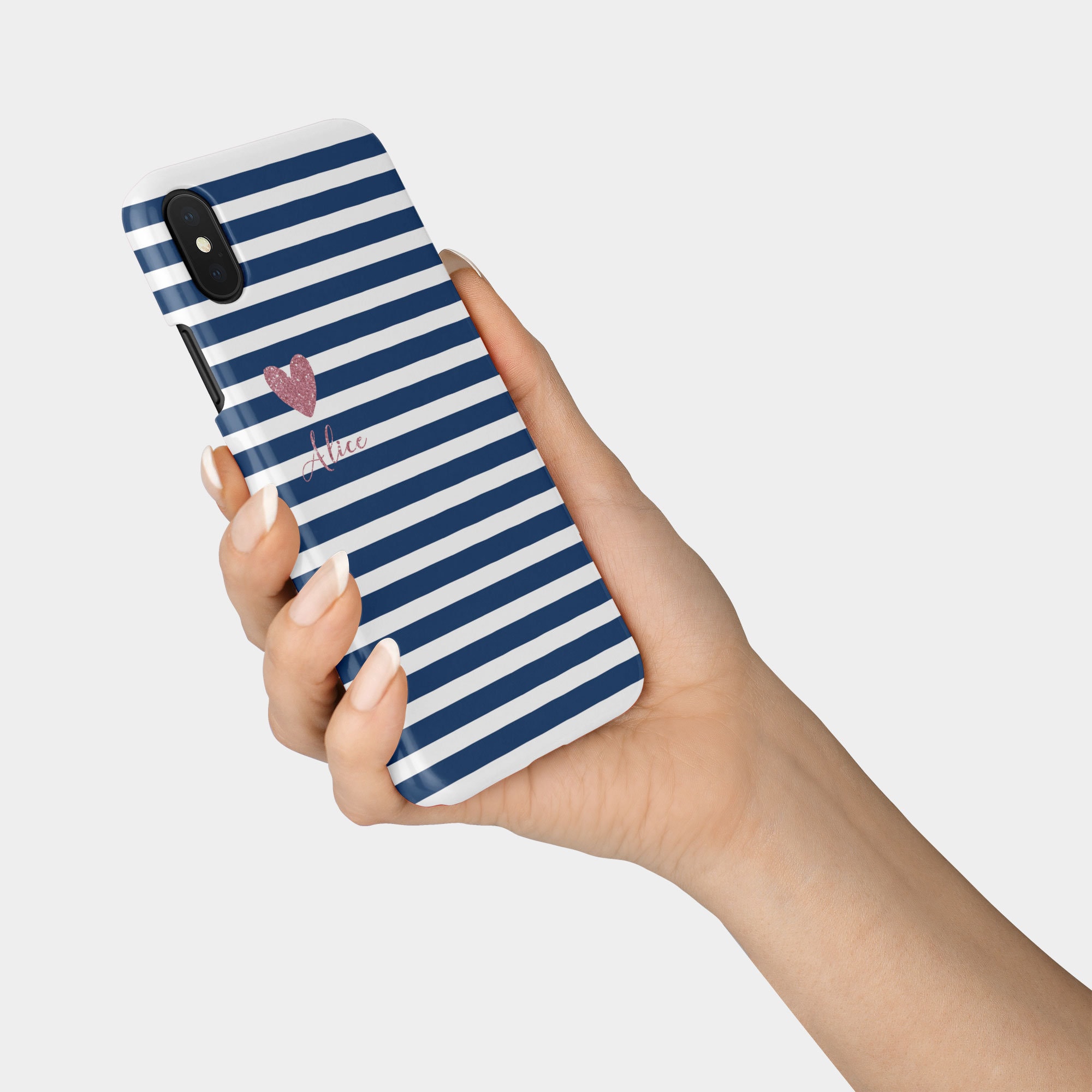 Personalised Custom Hard Phone Case Navy Blue Stripped Lines - Etsy