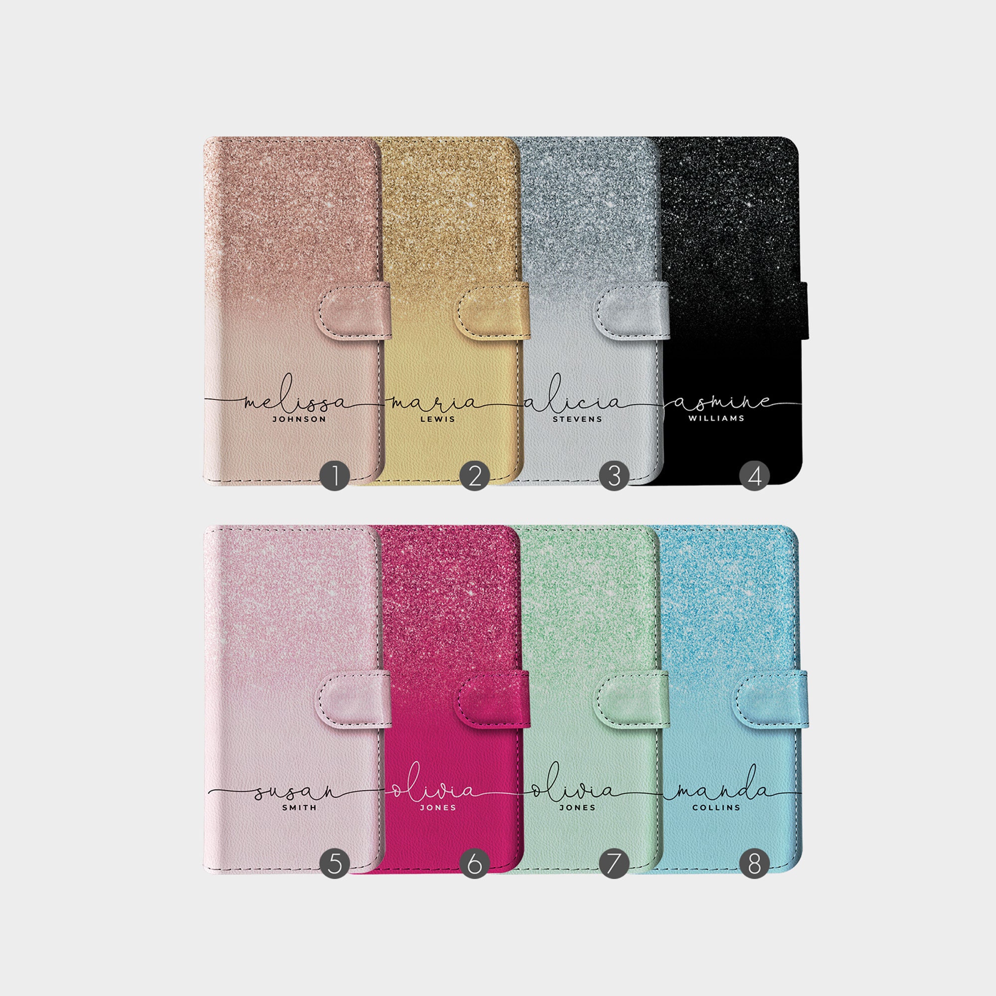 Personalised Initials Custom Wallet Leather Phone Case Ombre - Etsy UK