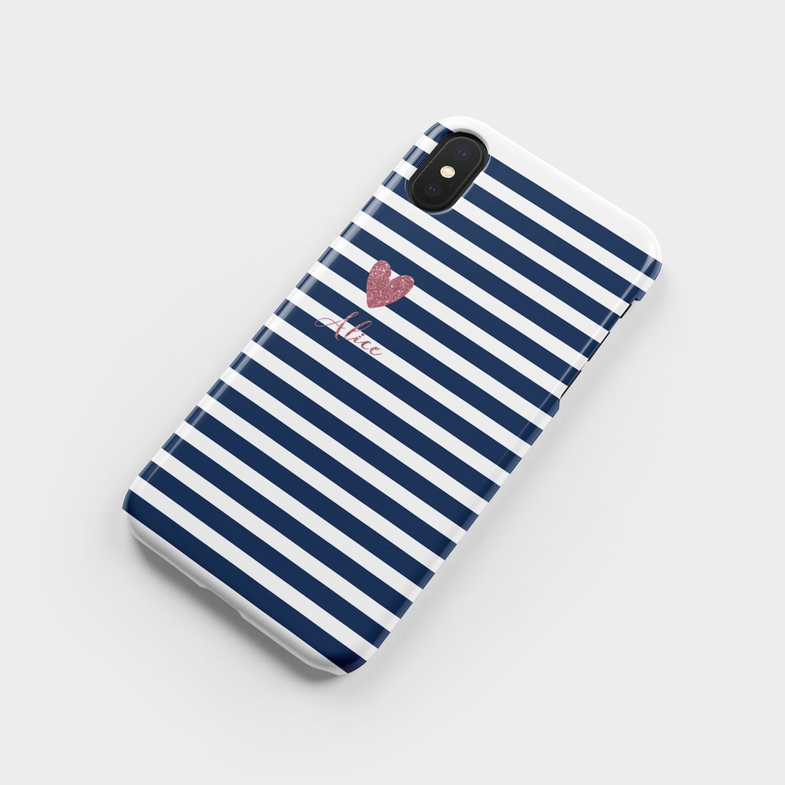 Personalised Custom Hard Phone Case Navy Blue Stripped Lines - Etsy