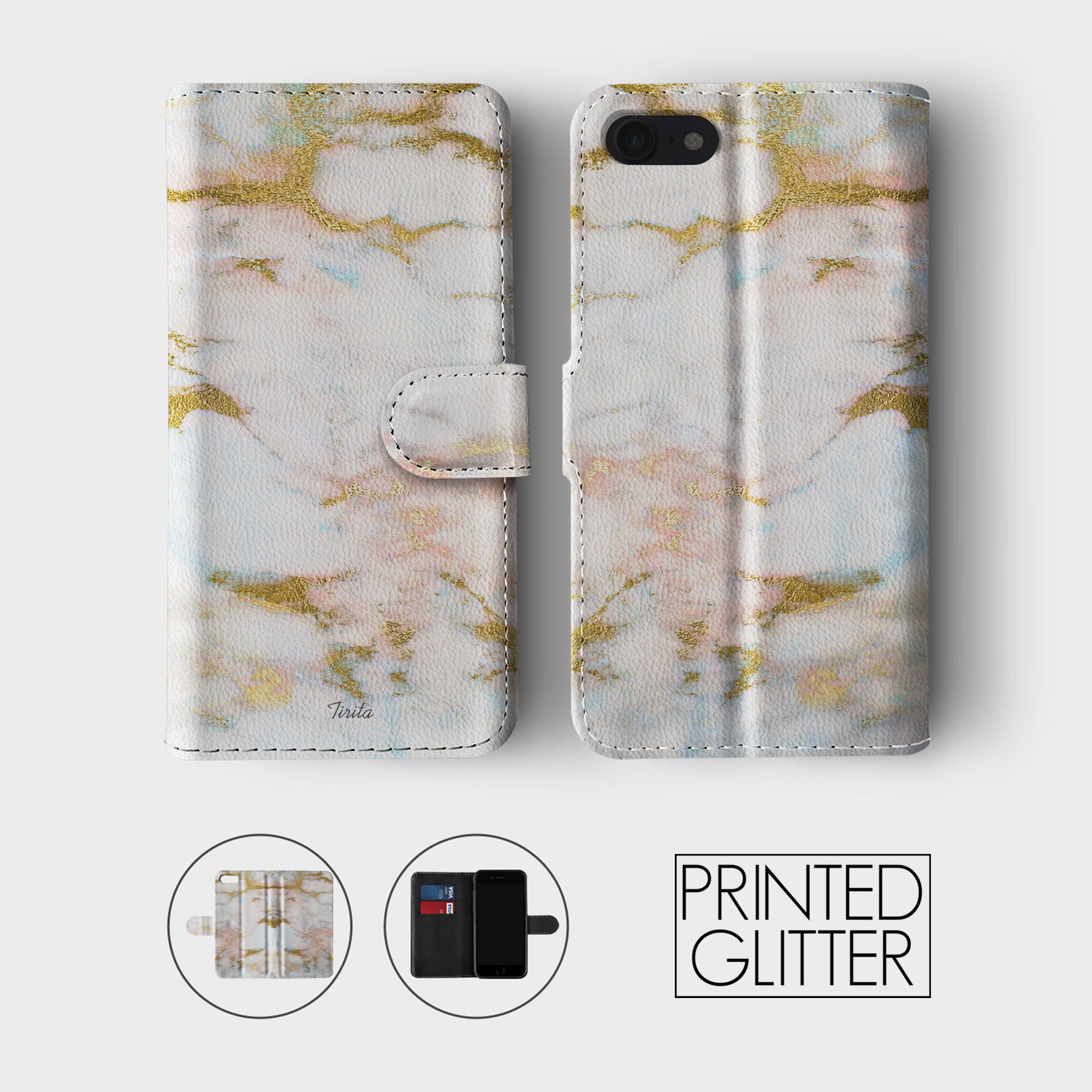 Tirita Wallet Leather Flip Phone Case Marble Granite Swirl - Etsy UK