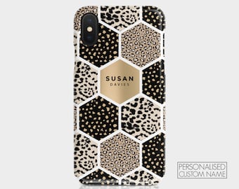 Personalised Custom Hard Phone Case Animal Print Leopard Skin | Etsy