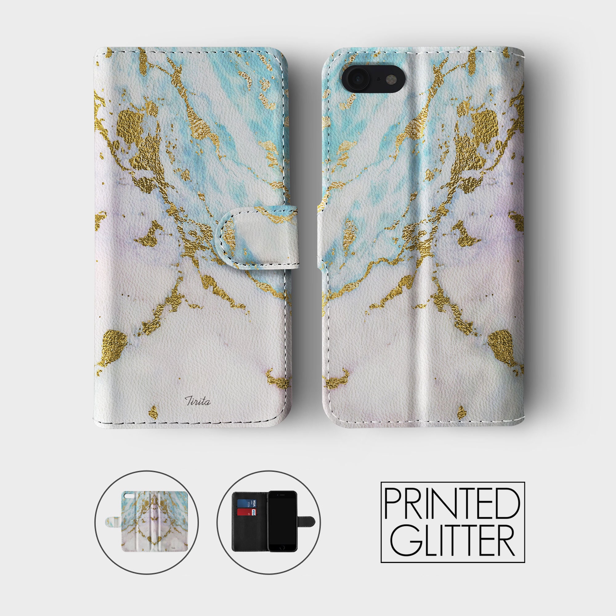 Tirita Wallet Leather Flip Phone Case Marble Granite Swirl - Etsy UK