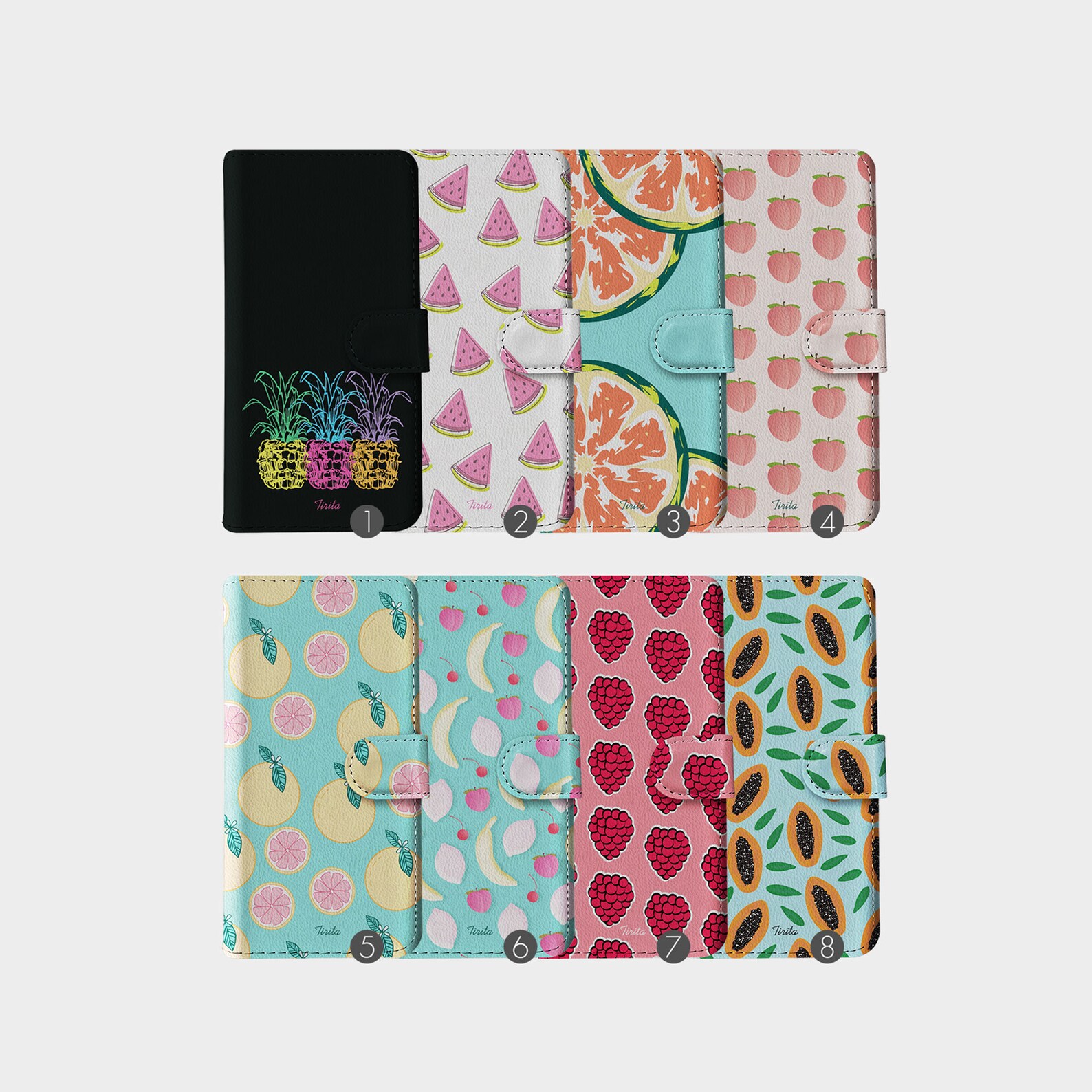 Tirita Wallet Leather Flip Phone Case Hearts Fruits Summer - Etsy