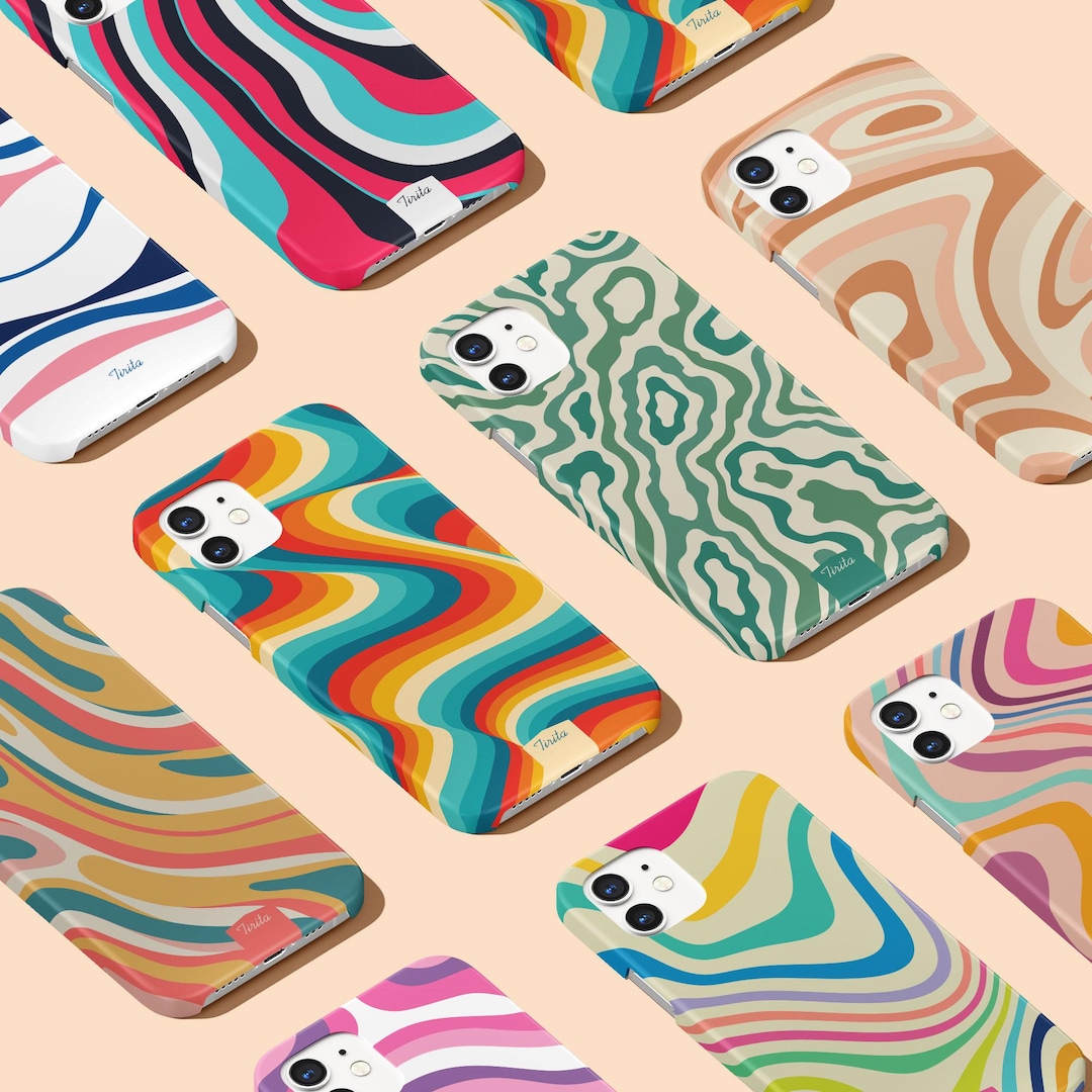 Tirita Phone Case Cover Vintage Groovy Wavy Funky Colourful Waves Lines ...