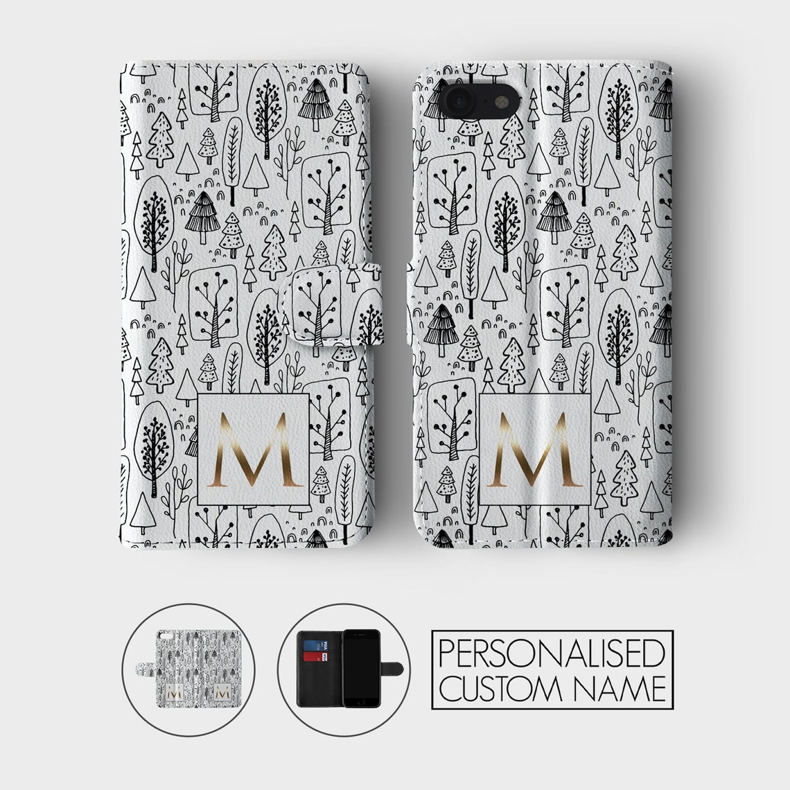 Personalised Initials Custom Wallet Leather Phone Case - Etsy UK