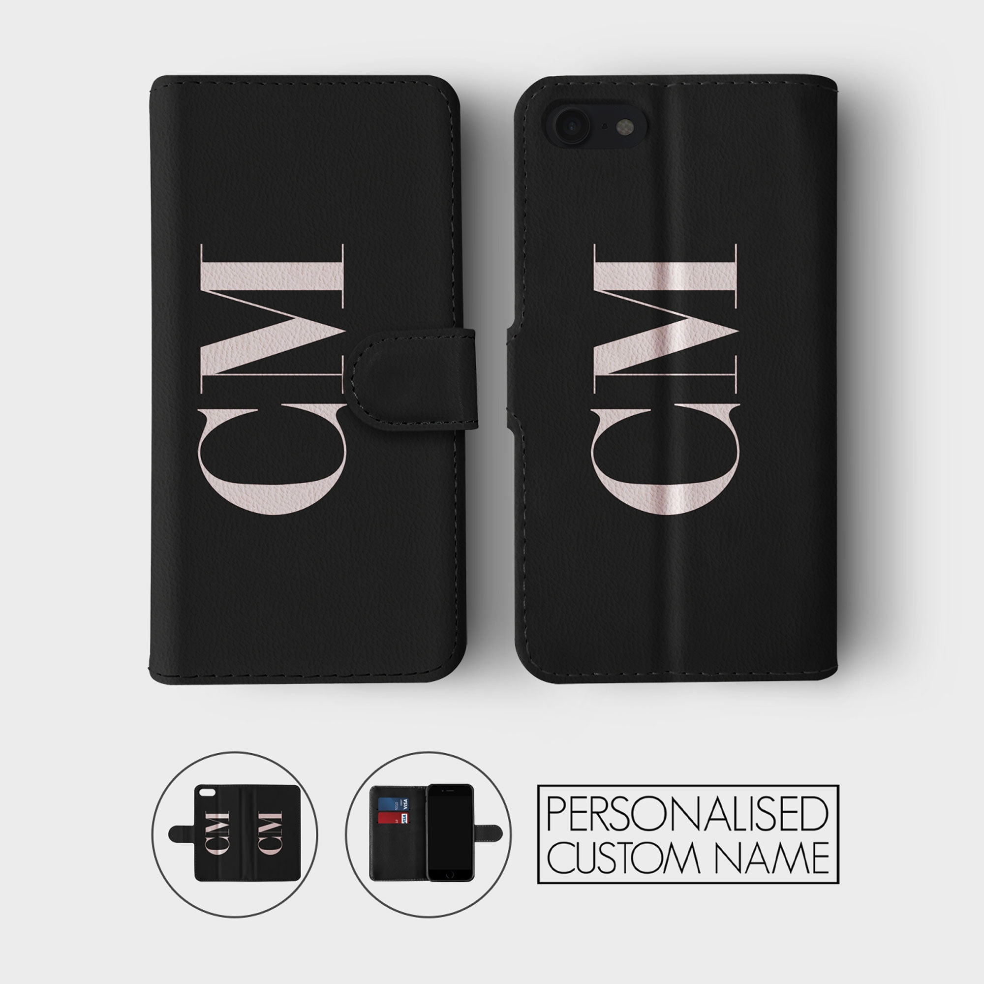 Personalised Initials Custom Wallet Leather Phone Case Ombre - Etsy UK