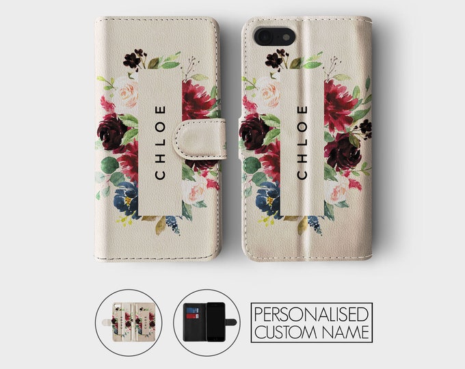 Personalised Initials Custom Wallet Leather Phone Case - Etsy