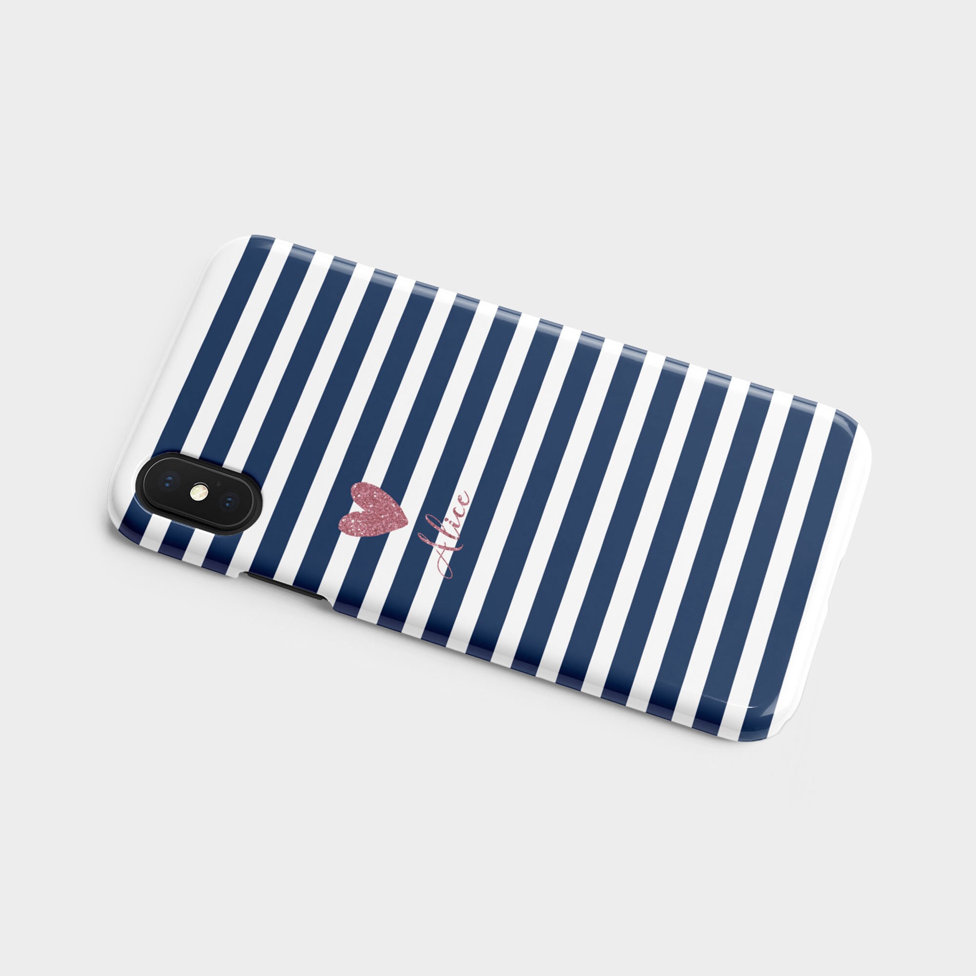 Personalised Custom Hard Phone Case Navy Blue Stripped Lines - Etsy