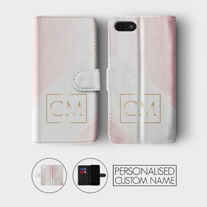 Personalised Initials Custom Wallet Leather Phone Case Gold Ombre ...