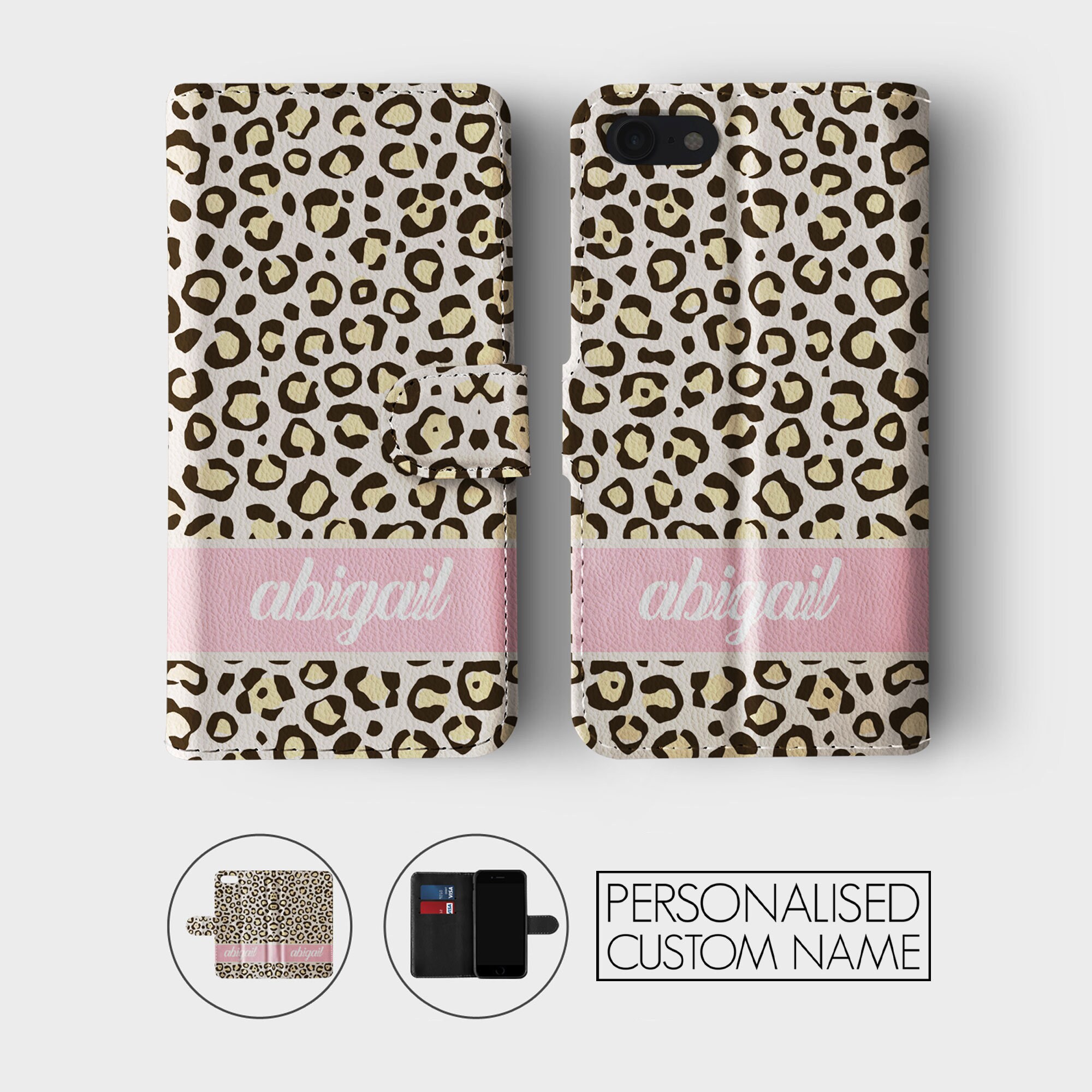 Personalised Initials Custom Wallet Leather Phone Case Gold - Etsy UK