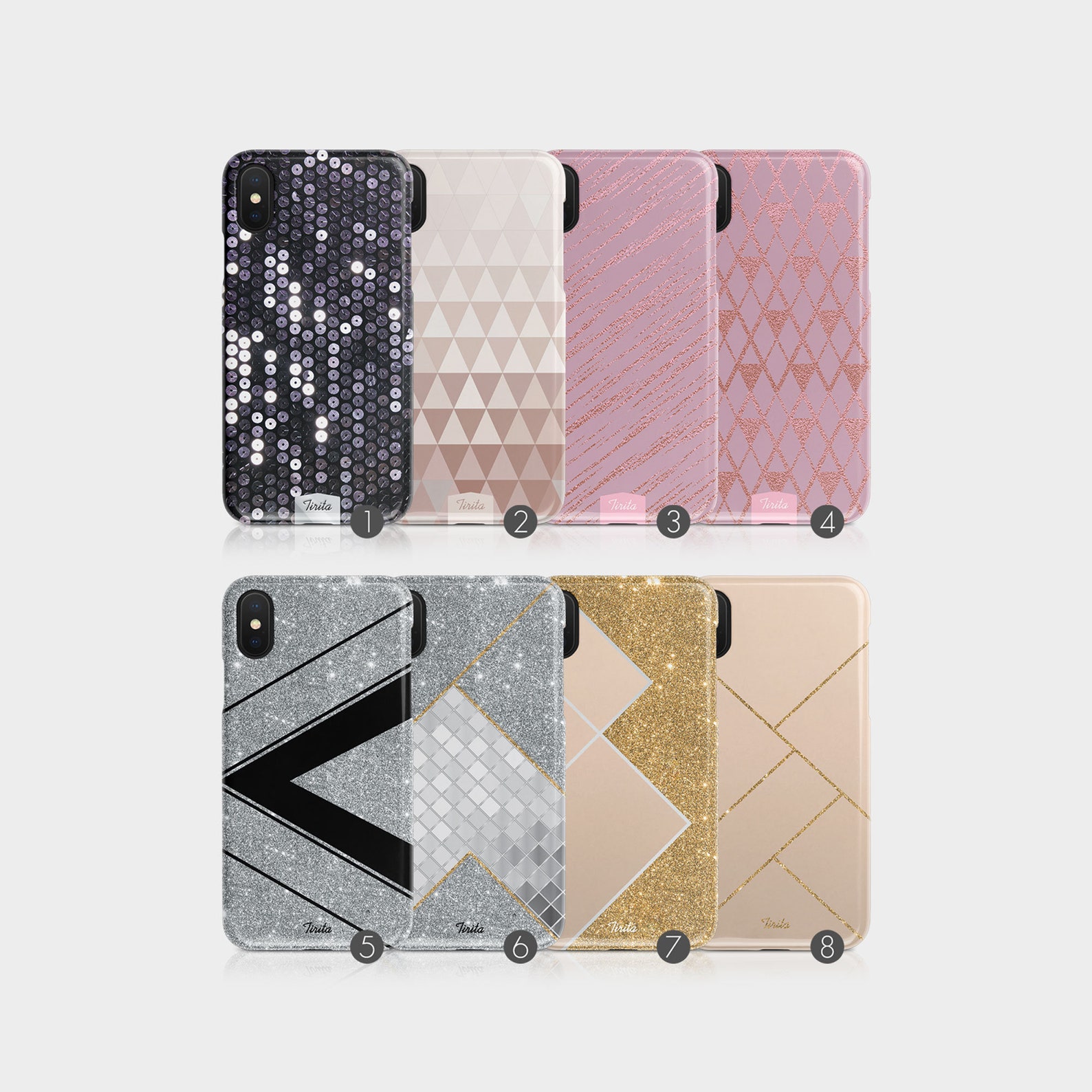 Tirita Hard Phone Case Metallic Rose Gold Geometric Silver | Etsy