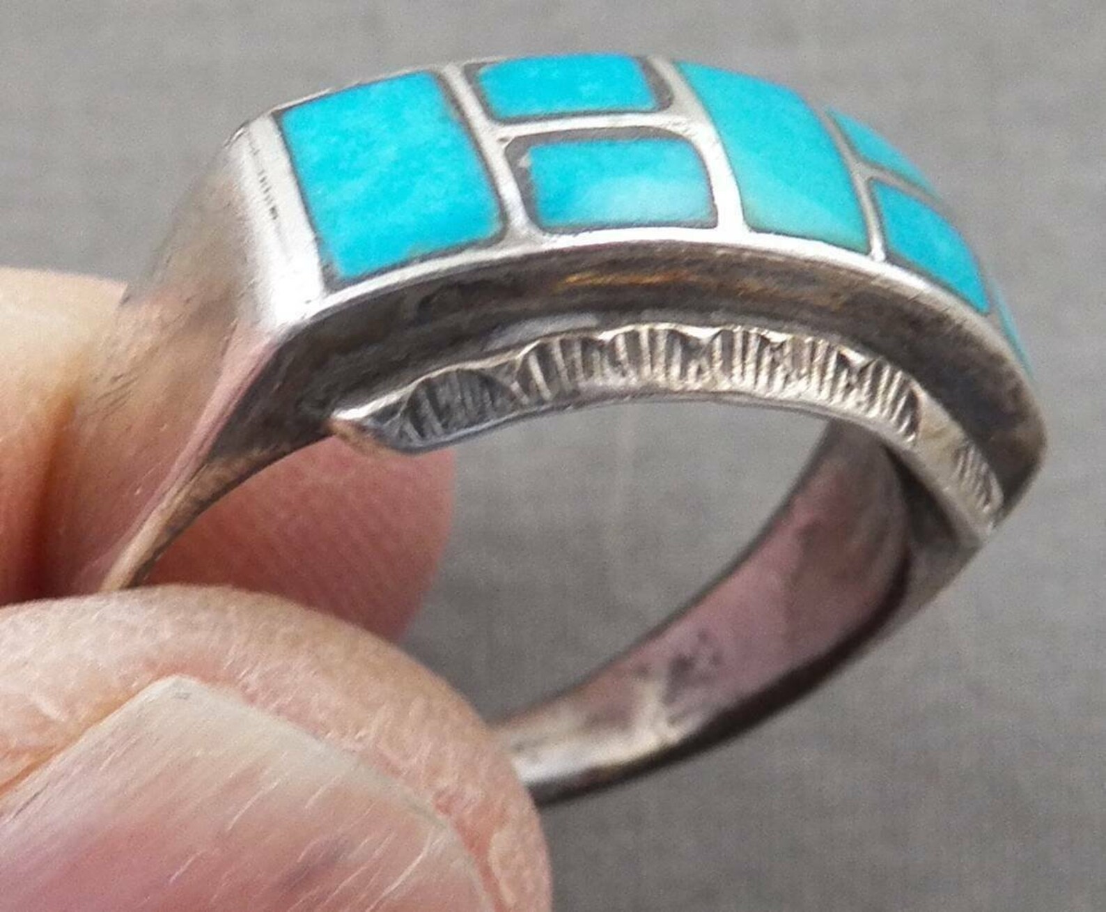 Sz11 Zuni Inlay Beautiful Highest Quality Turquoise, Stamped Sterling ...