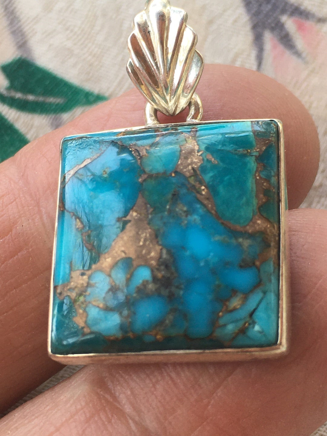 Rare Ithaca Peak Turquoise With Copper Infused Square on Sterling ...