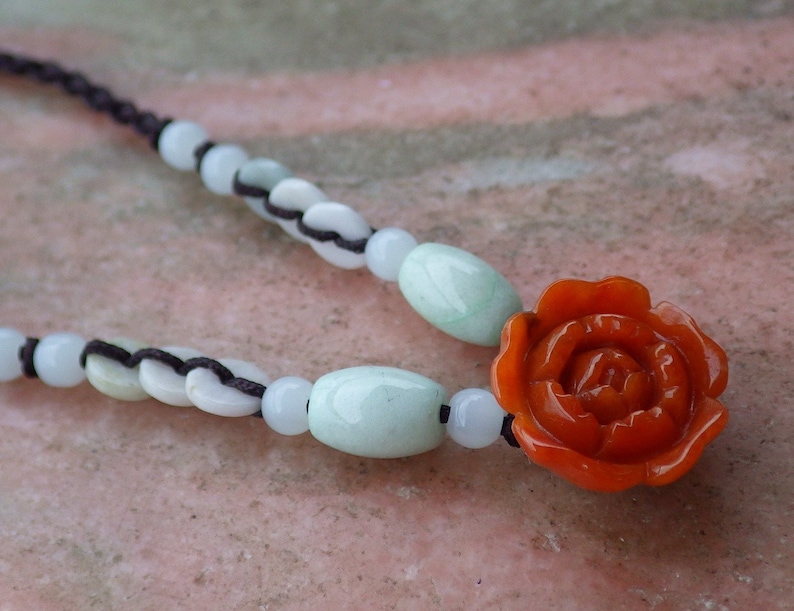 Red Lotus Flower! Certified Red 100% Natural A Jade Jadeite Necklace ...
