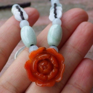Red Lotus Flower! Certified Red 100% Natural A Jade Jadeite Necklace ...