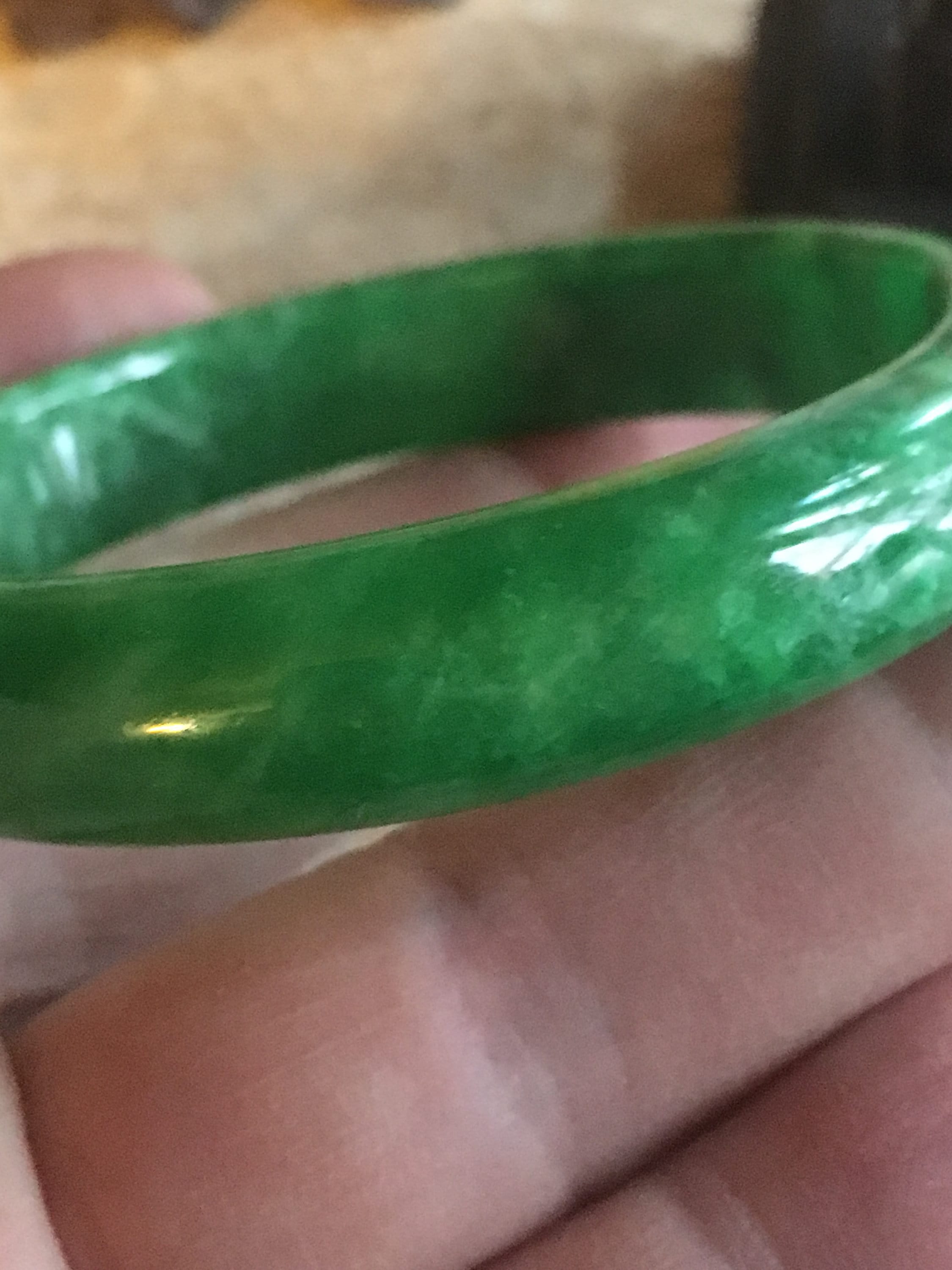 57.5mm Translucent With GORGEOUS Clouds Hand-carved Green Jadeite Jade ...