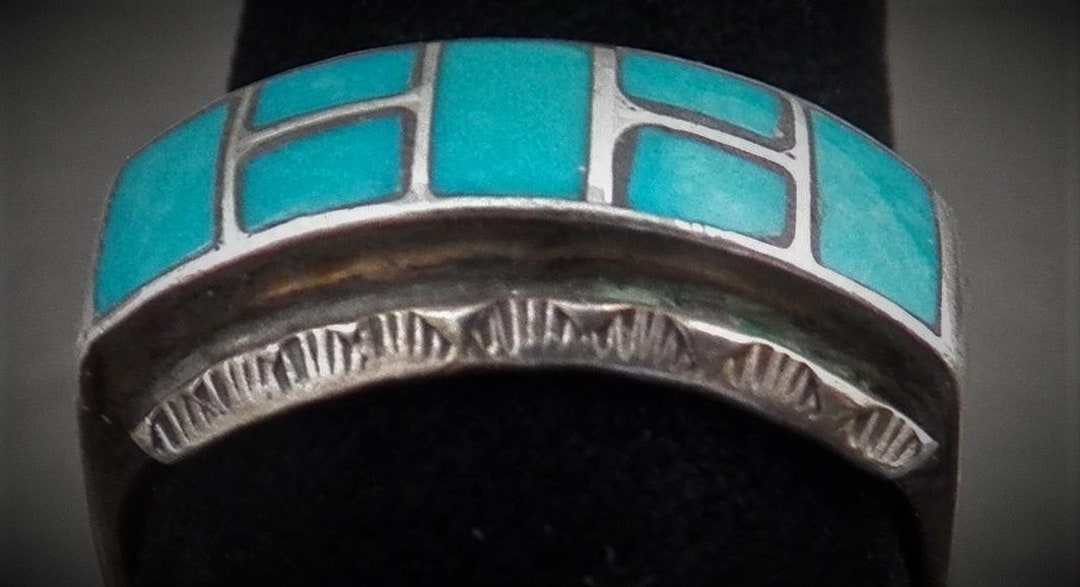 Sz11 Zuni Inlay Beautiful Highest Quality Turquoise, Stamped Sterling ...