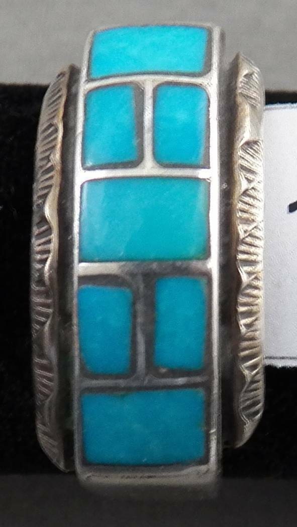 Sz11 Zuni Inlay Beautiful Highest Quality Turquoise, Stamped Sterling ...