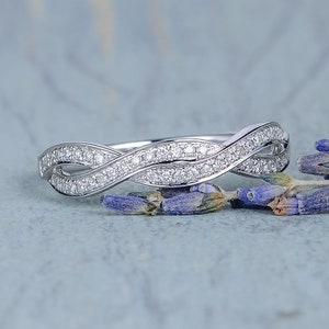Infinity Wedding Band Diamond Love Knot Ring Unique Women Half | Etsy