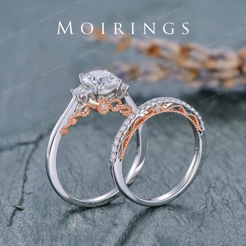 Custom Filigree Engagement Ring Set Peekaboo Solitaire Ring - Etsy