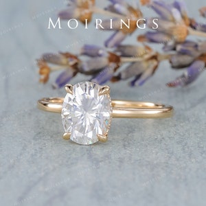 7x9mm Moissanite Engagement Ring Oval Cut Wedding Ring Claw Prongs ...