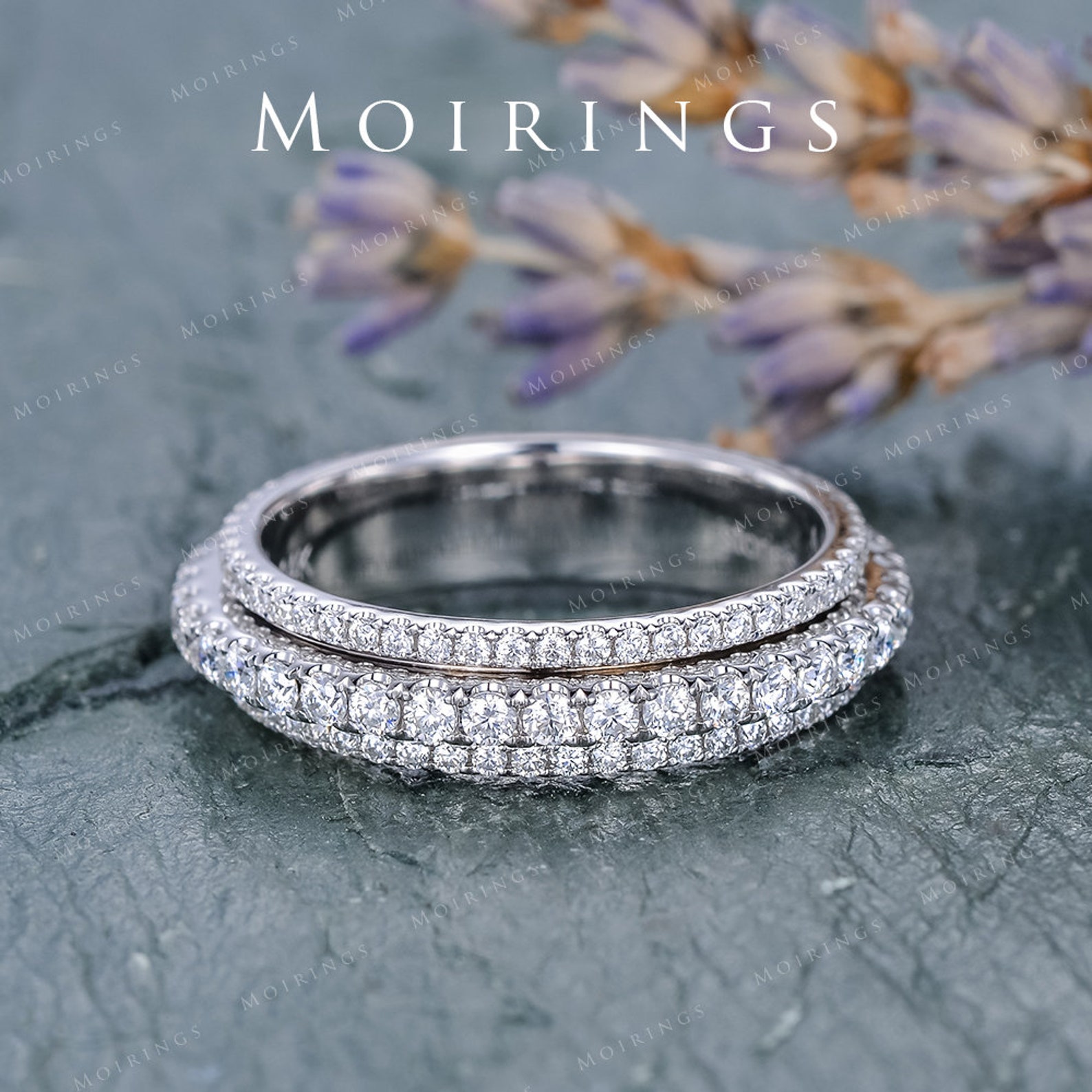 Wedding Band Women Fidget Ring Spinner Ring Moissanite - Etsy