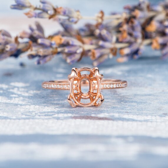 Custom Rose Gold Ring Setting Unique Engagement Ring Retro | Etsy