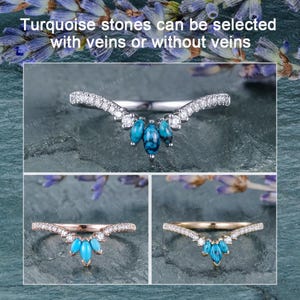 Custom Veins Turquoise Wedding Band Gold Ring Vintage Style Ring ...