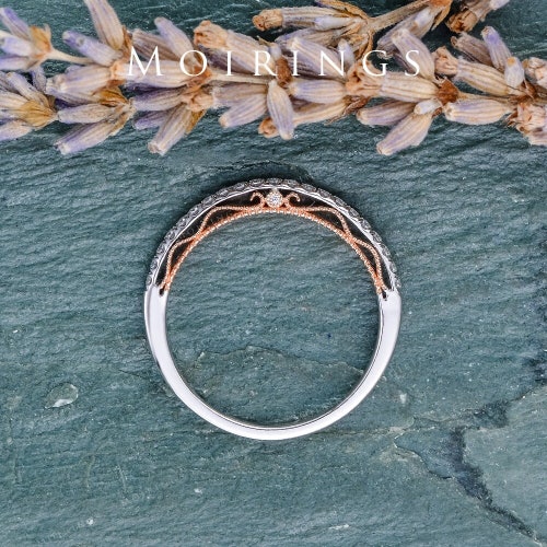 Vintage Wedding Band Peekaboo Filigree Details Wedding Ring - Etsy