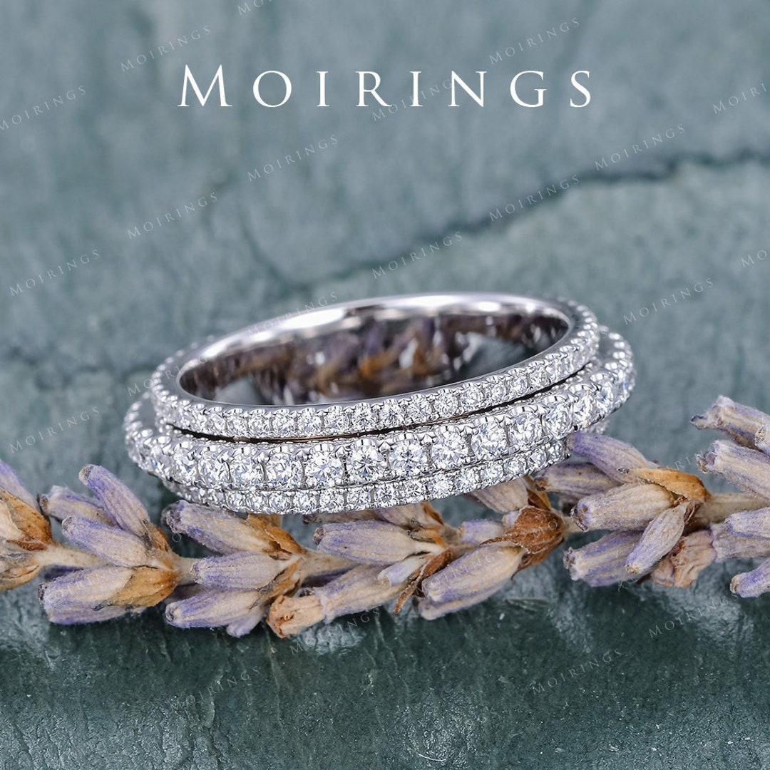 Wedding Band Women Fidget Ring Spinner Ring Moissanite Eternity Band ...