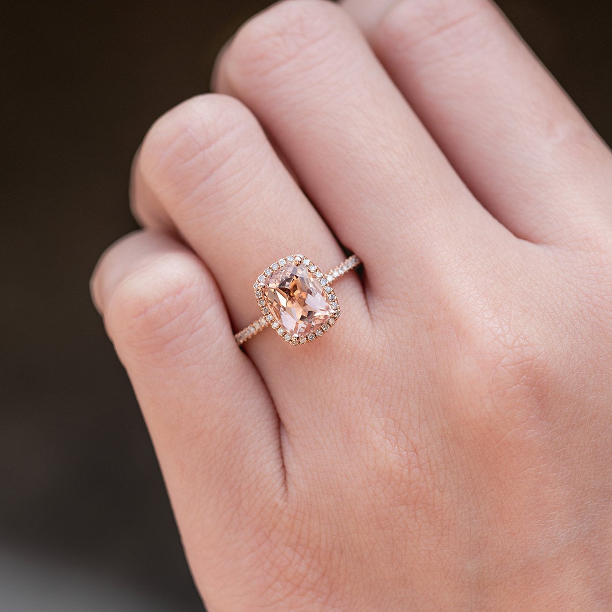 Rose Gold Cushion Cut Engagement Ring
