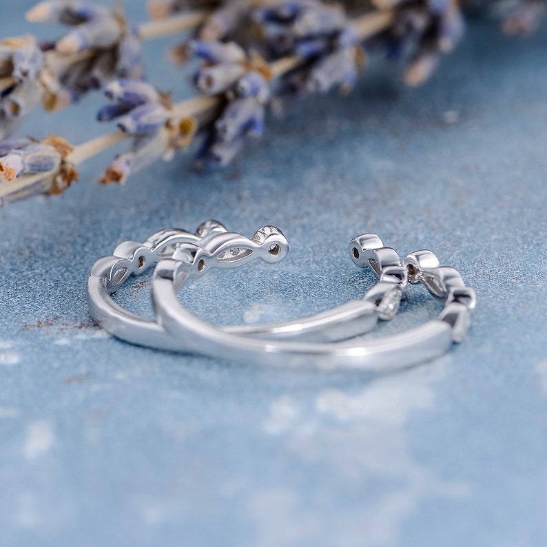 Art Deco Diamond Open Bands Set Wedding Band Women White Gold - Etsy