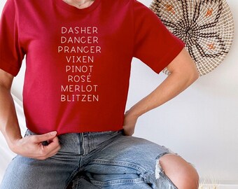 Reindeer Names, Reindeer Name Shirt, Dasher Dancer, Christmas Shirt ...